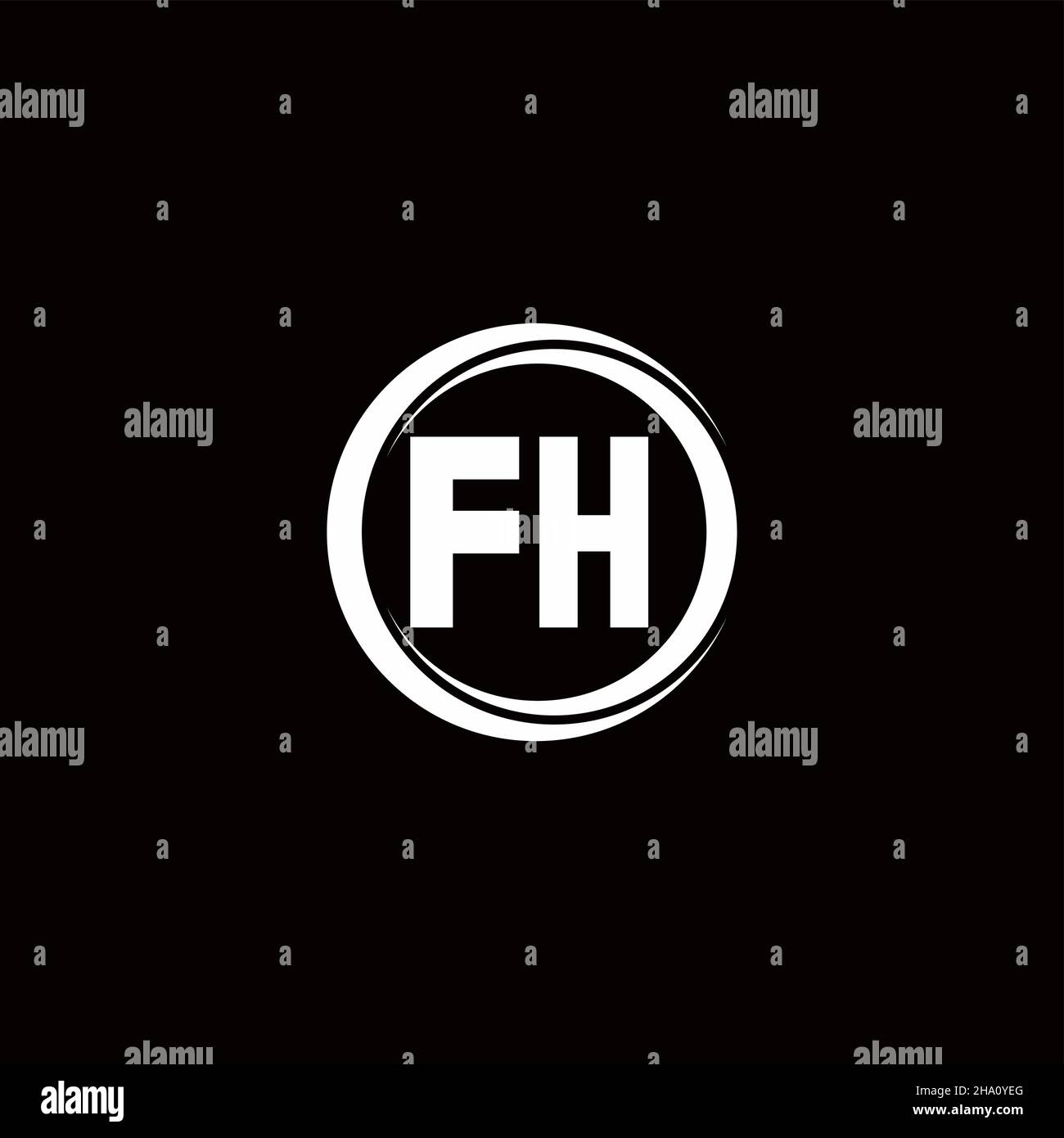 FH logo initial letter monogram with circle slice rounded design ...