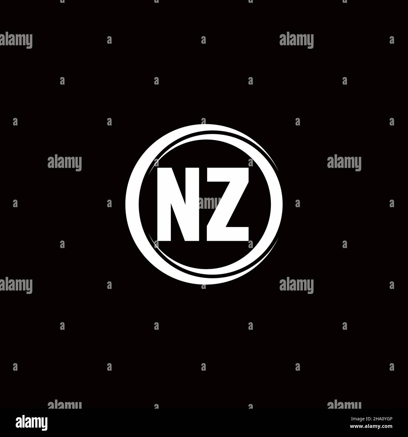 NZ logo initial letter monogram with circle slice rounded design ...