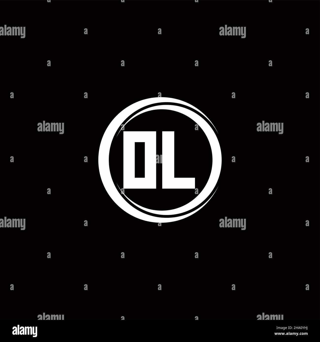 OL logo initial letter monogram with circle slice rounded design template isolated in black ...