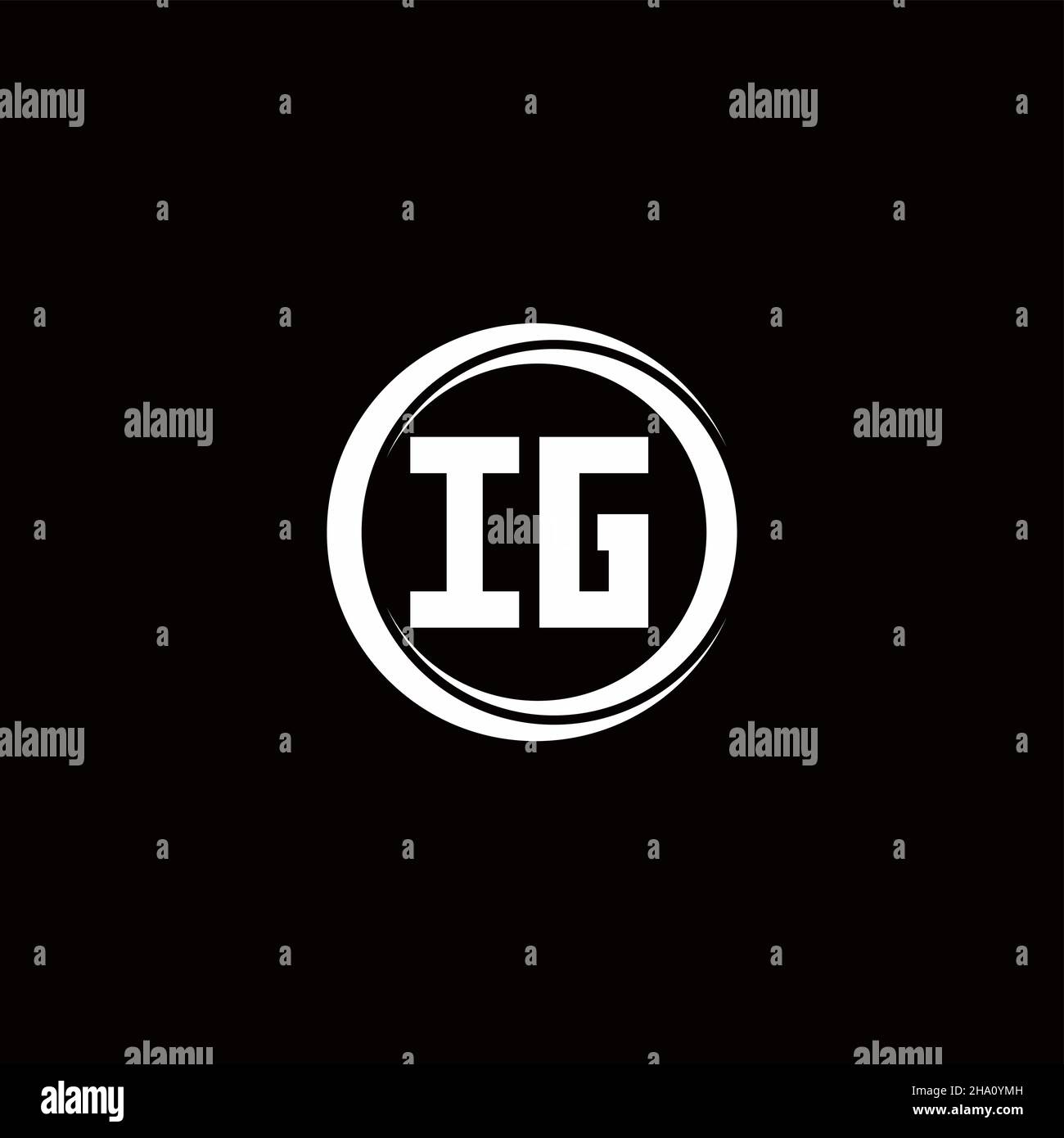 IG logo initial letter monogram with circle slice rounded design ...