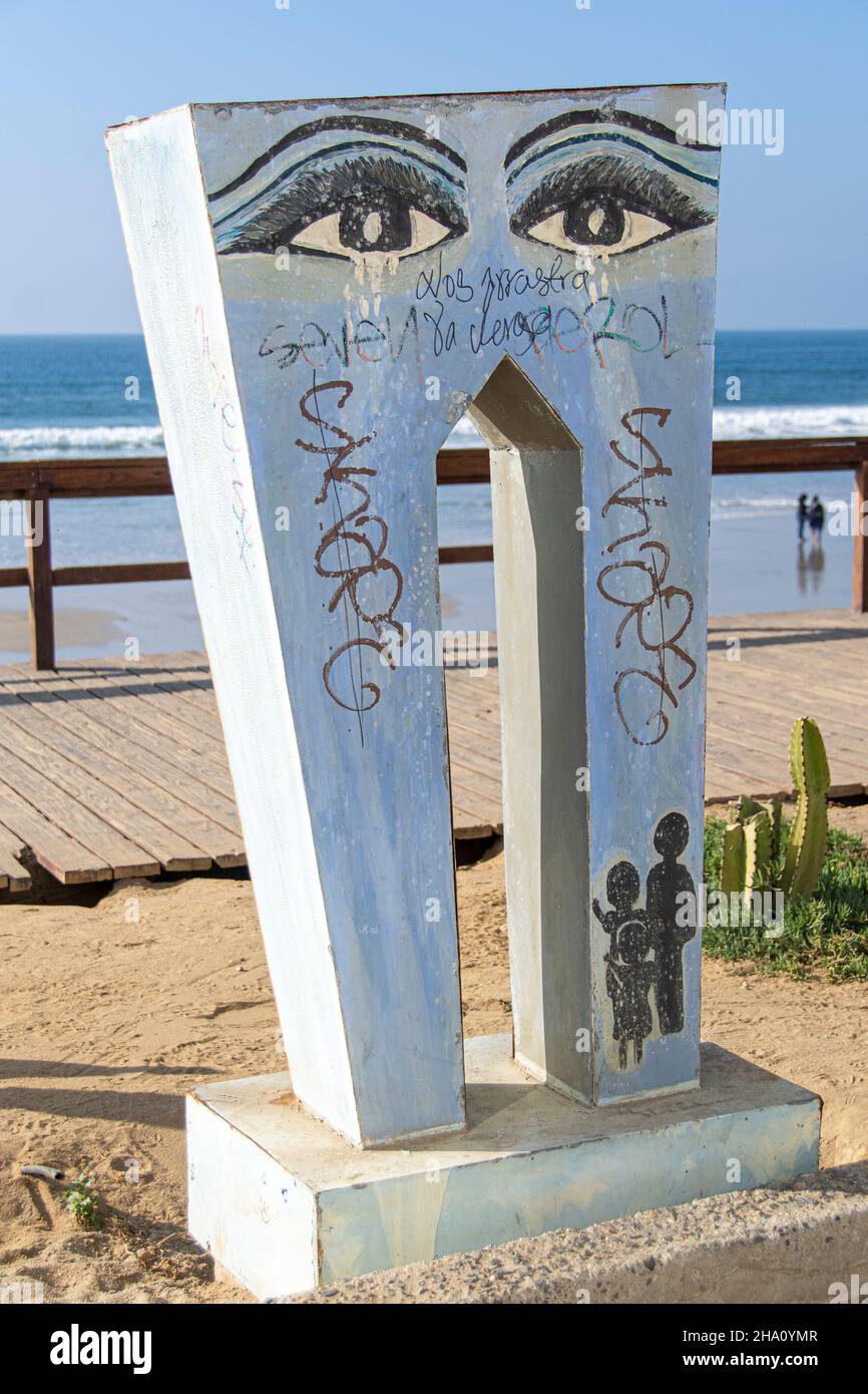 An example of commissioned art dots the Tijuana Beach boardwalk ...