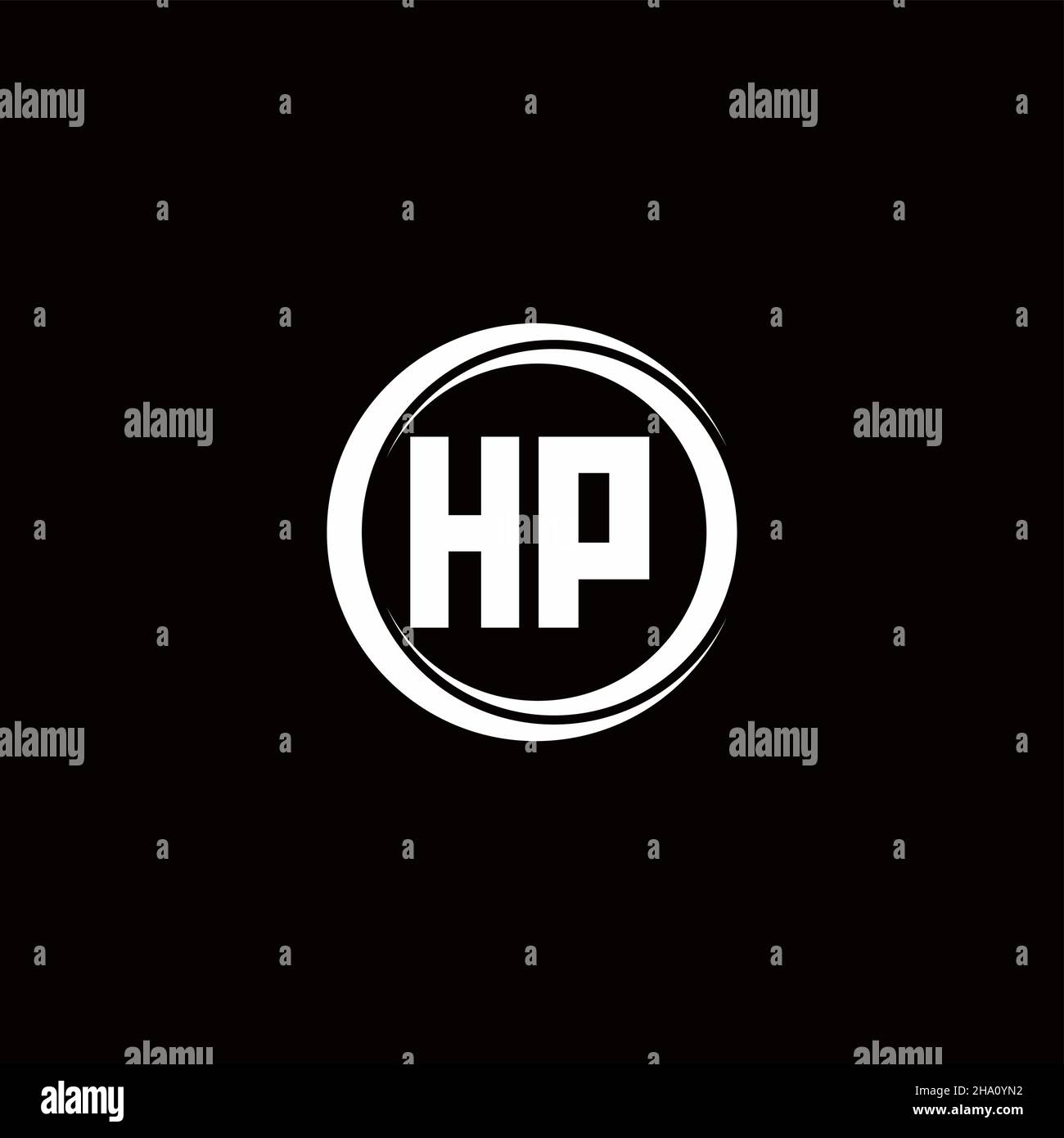 HP logo initial letter monogram with circle slice rounded design ...