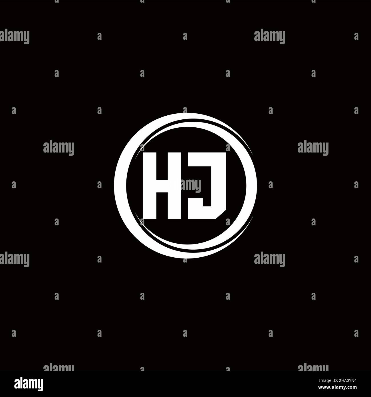 HJ logo initial letter monogram with circle slice rounded design ...