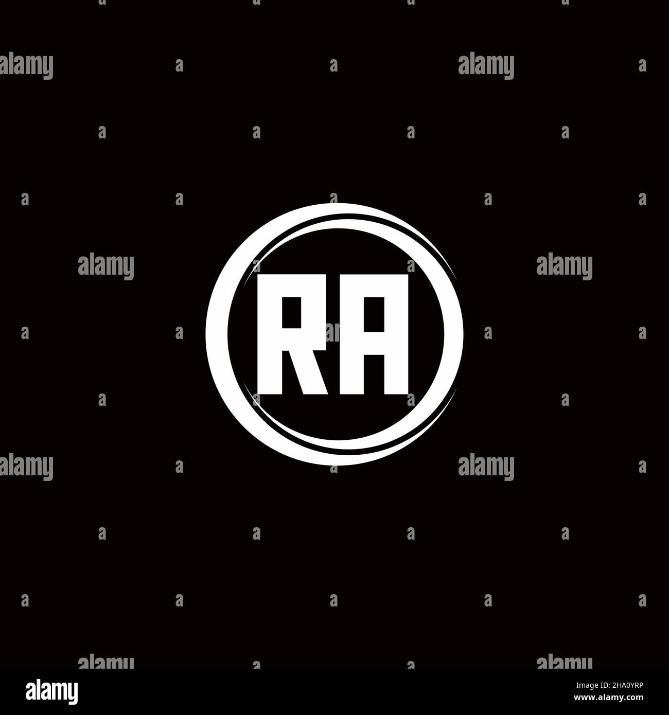 RA logo initial letter monogram with circle slice rounded design ...