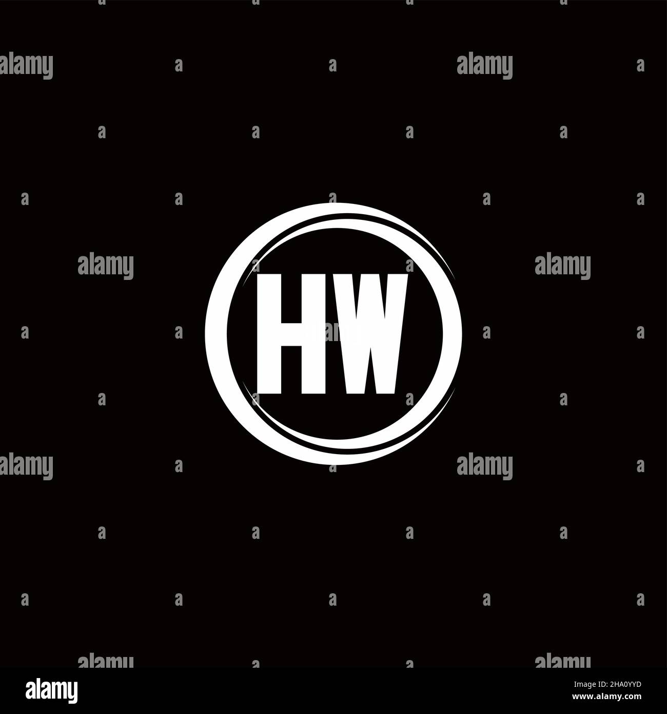 HW logo initial letter monogram with circle slice rounded design ...
