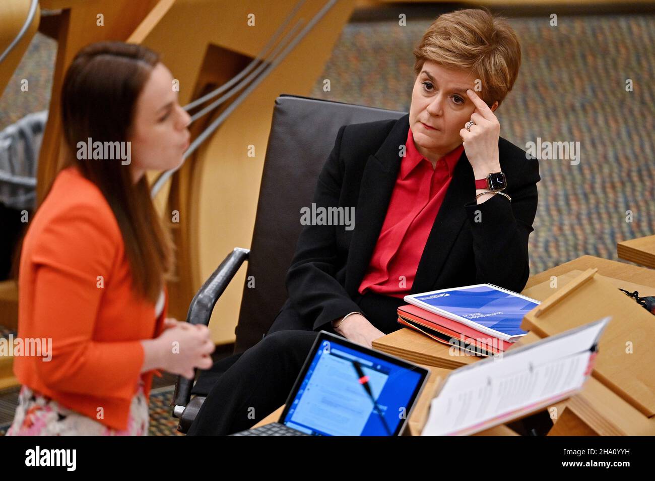 Scotland's First Minister Nicola Sturgeon (right) and Finance Secretary ...