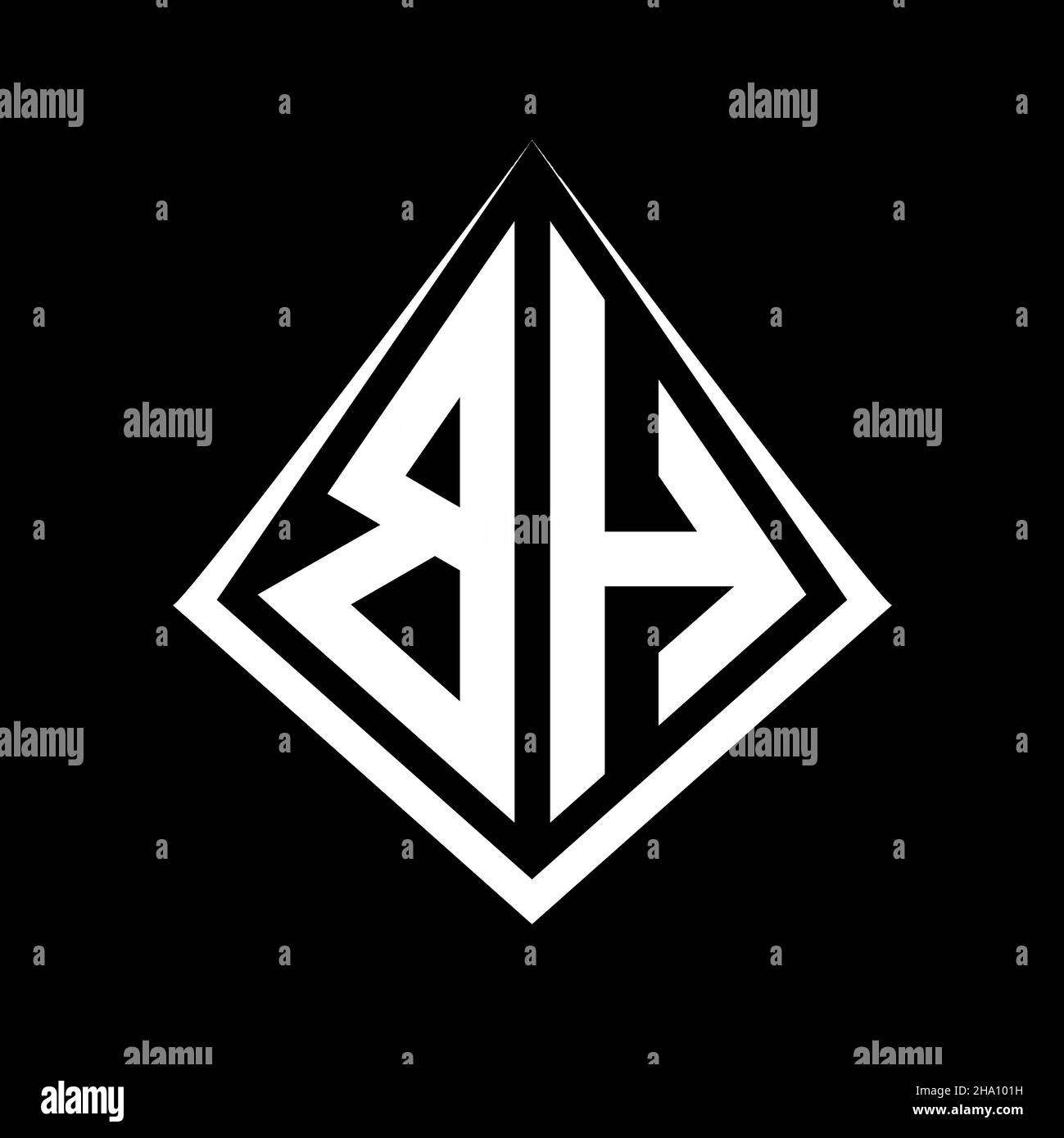 BH logo letters monogram with prisma shape design template vector icon ...