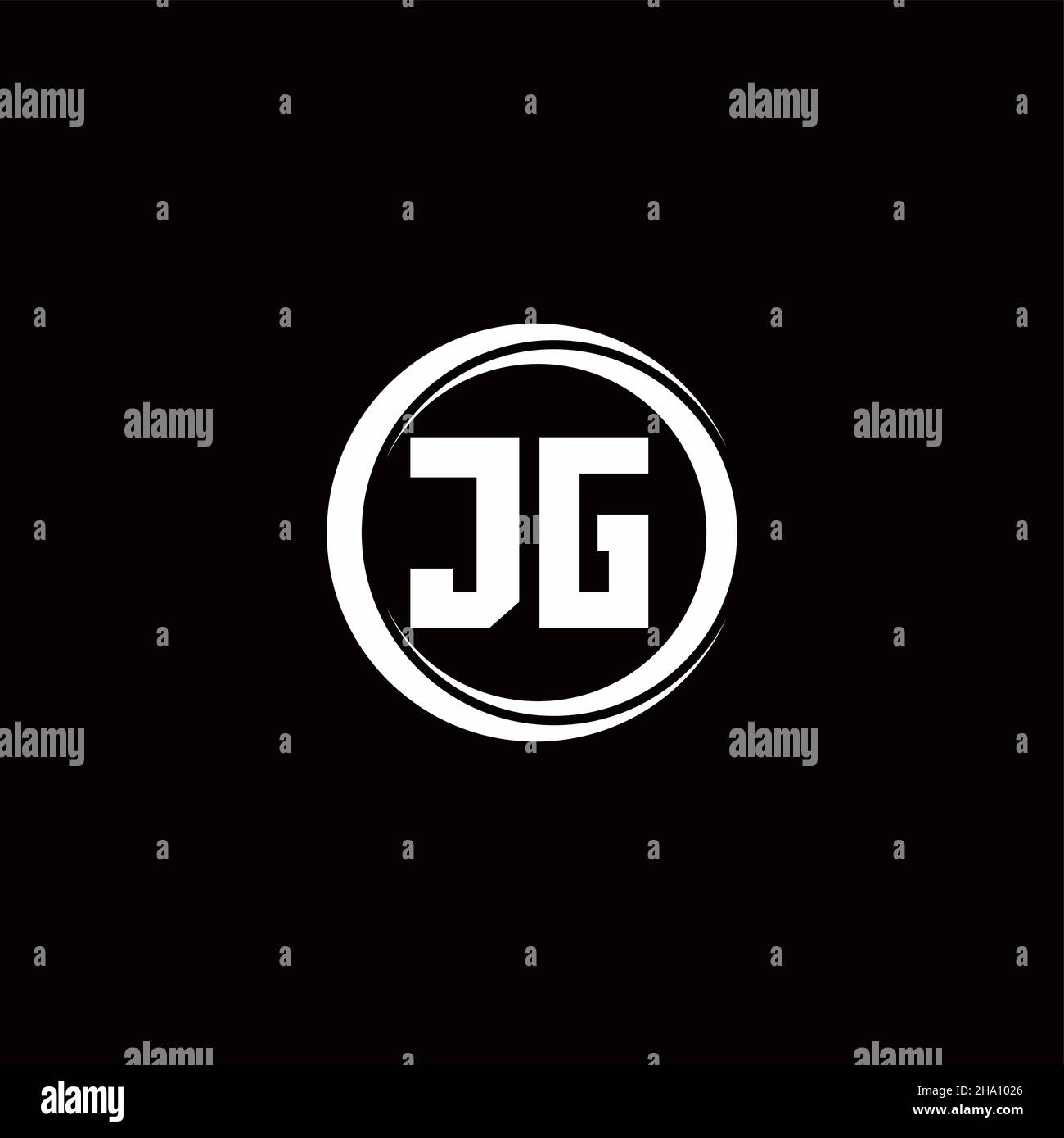 JG logo initial letter monogram with circle slice rounded design ...