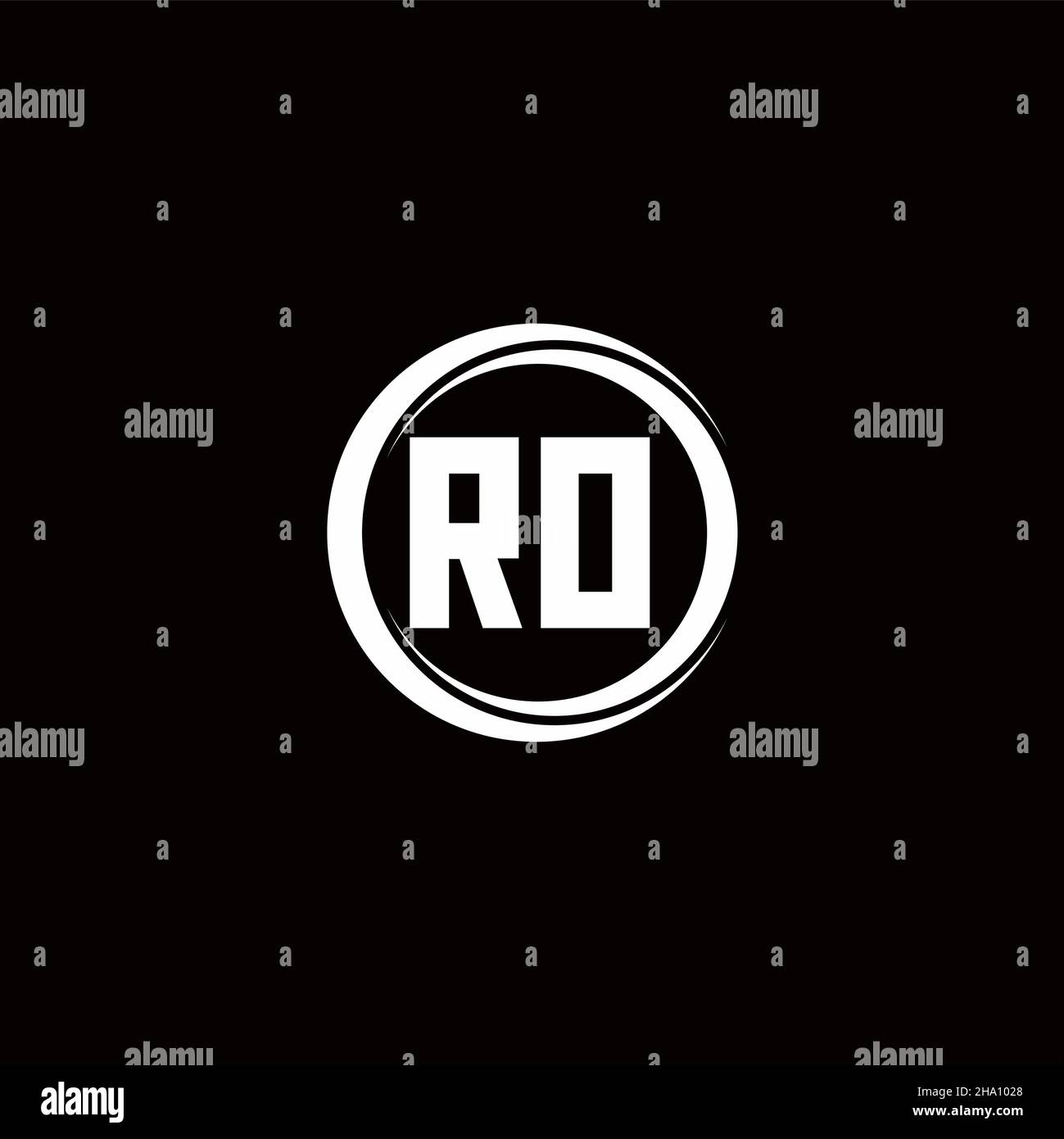 RO logo initial letter monogram with circle slice rounded design ...