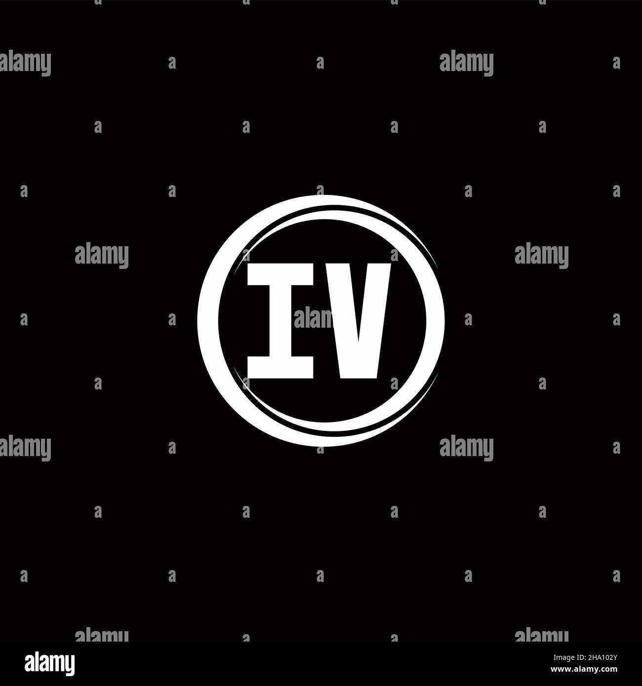 IV logo initial letter monogram with circle slice rounded design ...
