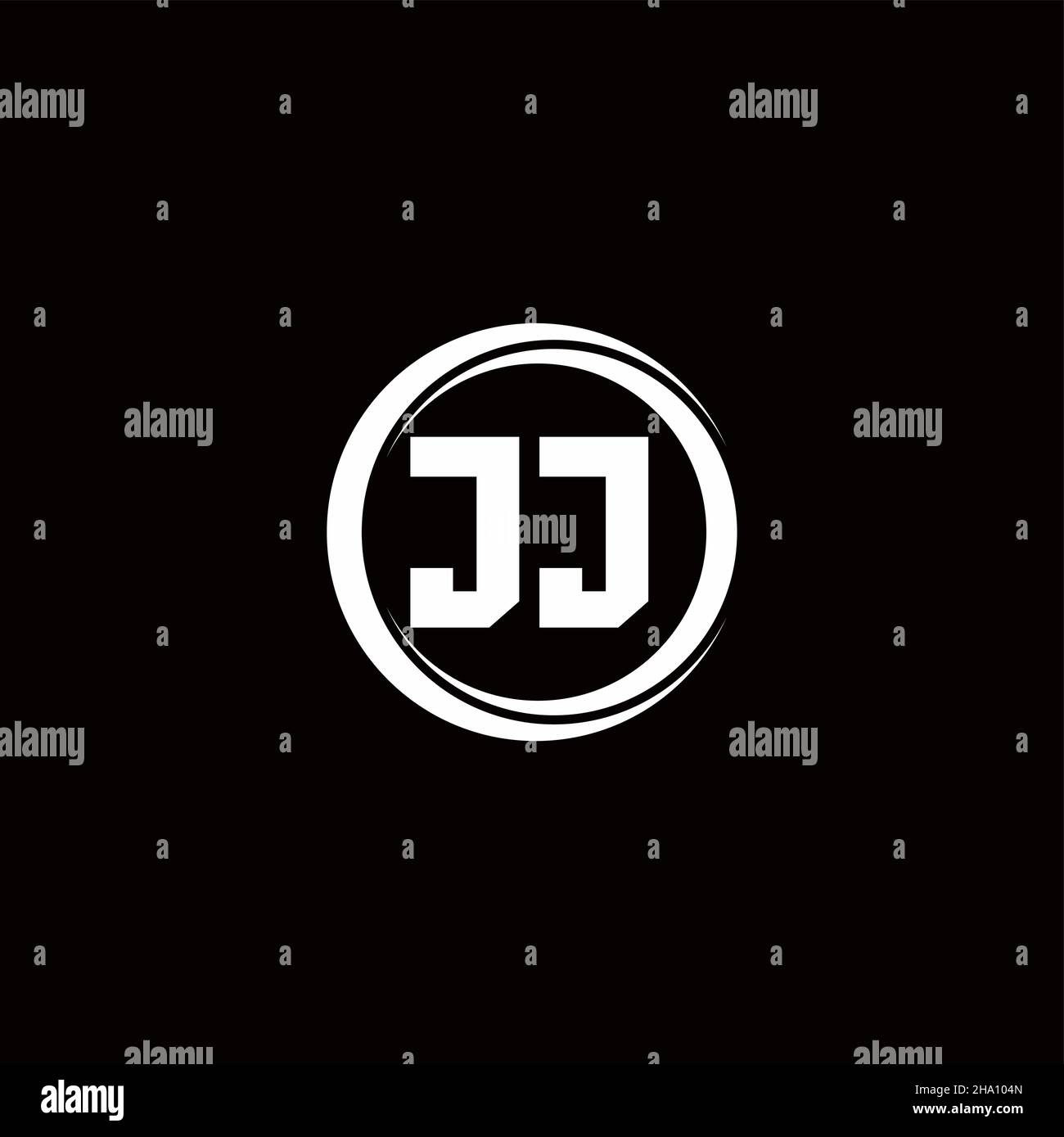 JJ logo initial letter monogram with circle slice rounded design ...