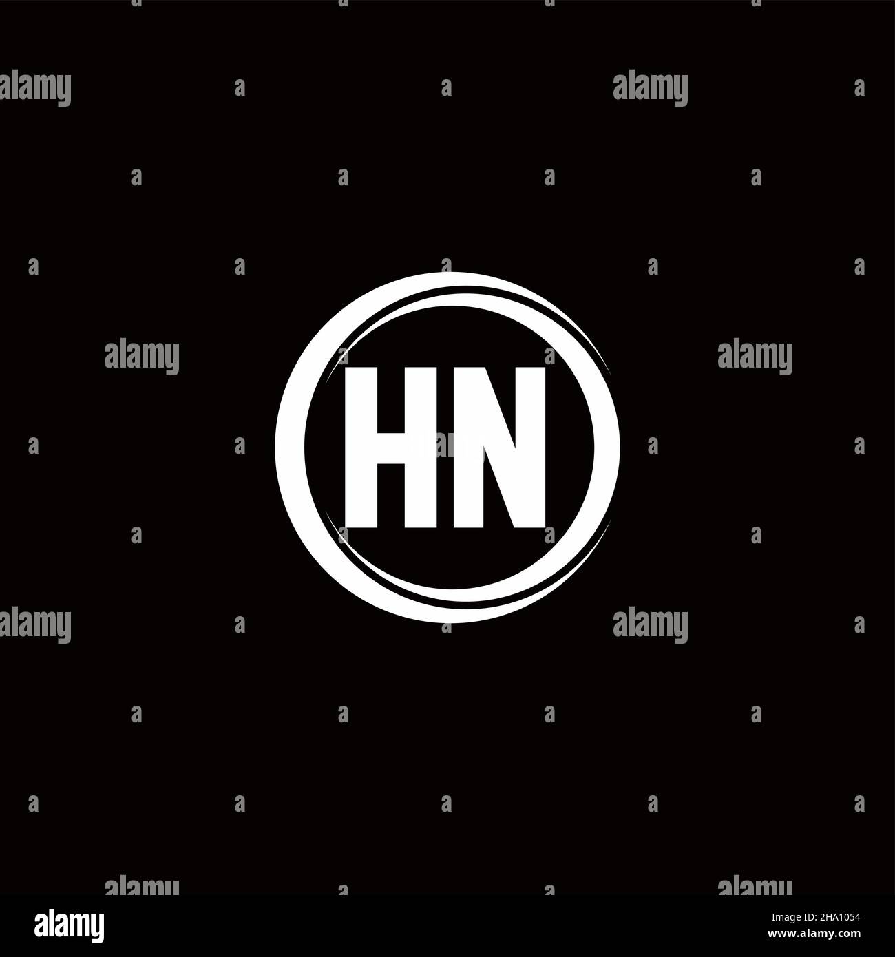 HN logo initial letter monogram with circle slice rounded design ...