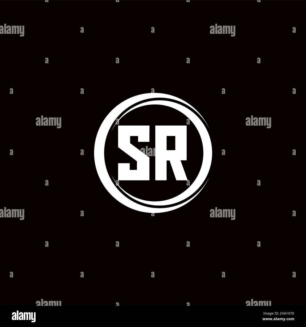 SR logo initial letter monogram with circle slice rounded design ...