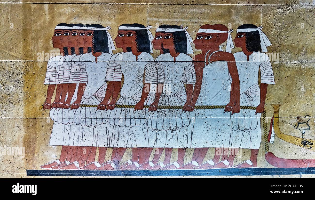Replica of fresco - Cortege pulling the king catafalque. Ancient ...