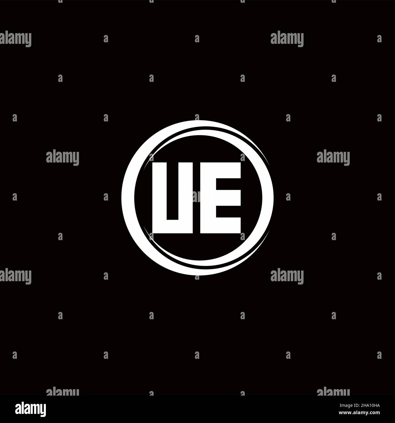 UE logo initial letter monogram with circle slice rounded design ...
