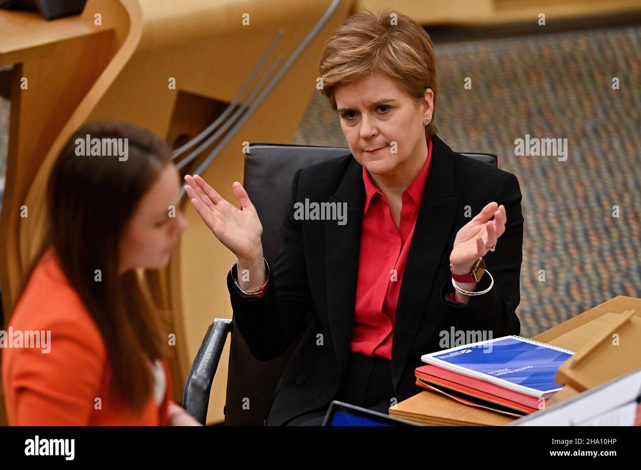 Scotland's First Minister Nicola Sturgeon (right) and Finance Secretary ...