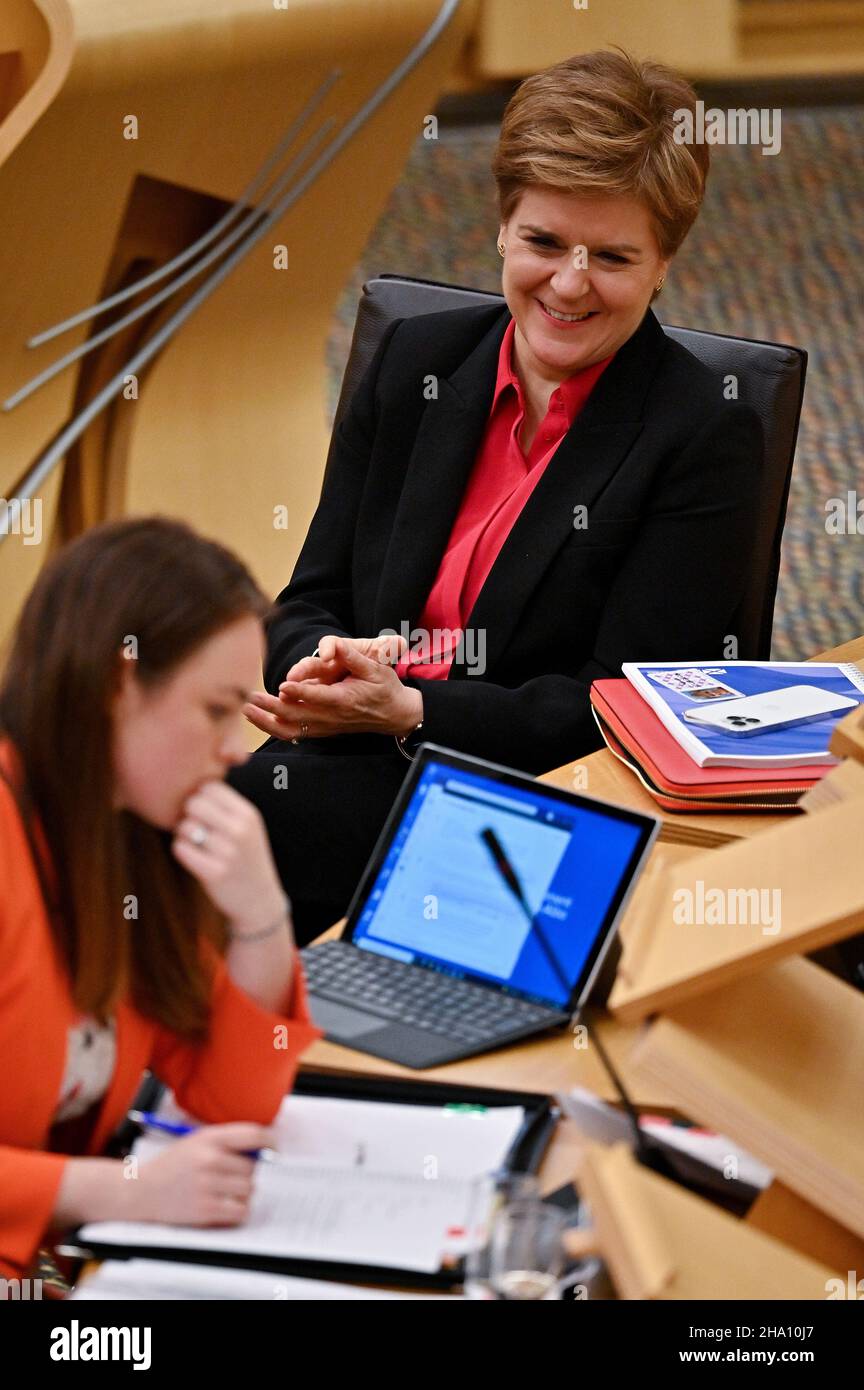Scotland's First Minister Nicola Sturgeon (right) and Finance Secretary ...