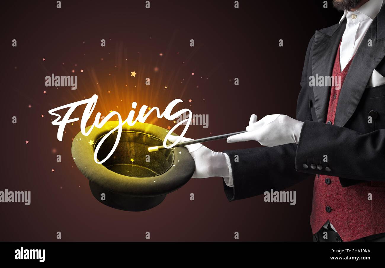 Old Magician is showing magic trick Stock Photo - Alamy