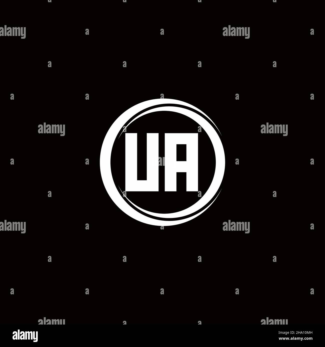 UA logo initial letter monogram with circle slice rounded design ...