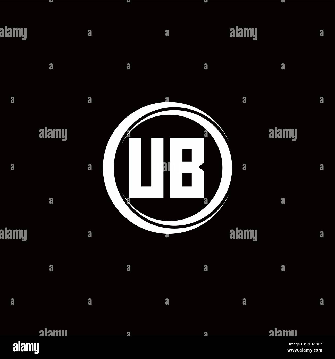 UB logo initial letter monogram with circle slice rounded design template isolated in black ...