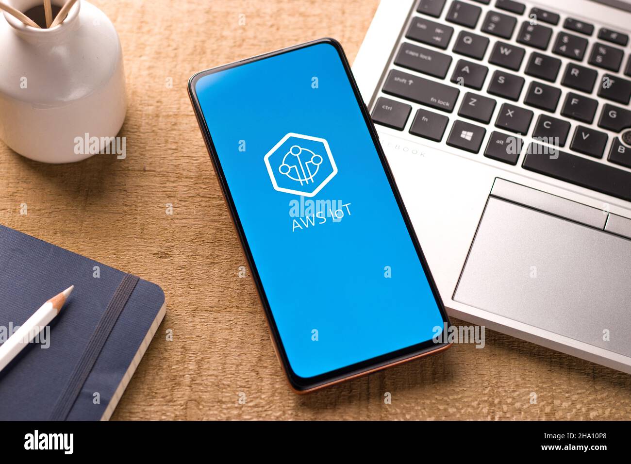 West Bangal, India - December 05, 2021 : Aws iot logo on phone screen ...