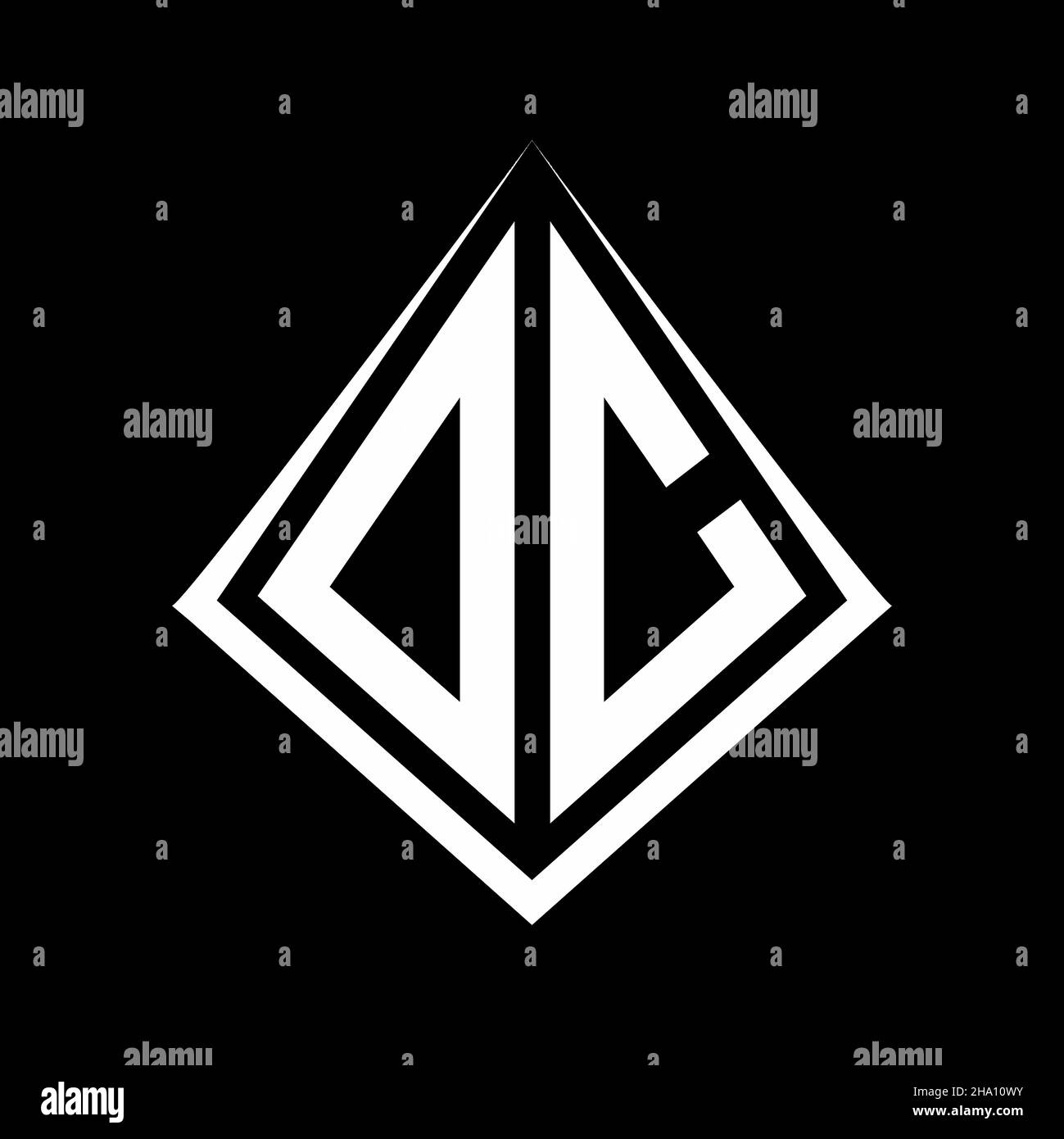 OC logo letters monogram with prisma shape design template vector icon ...