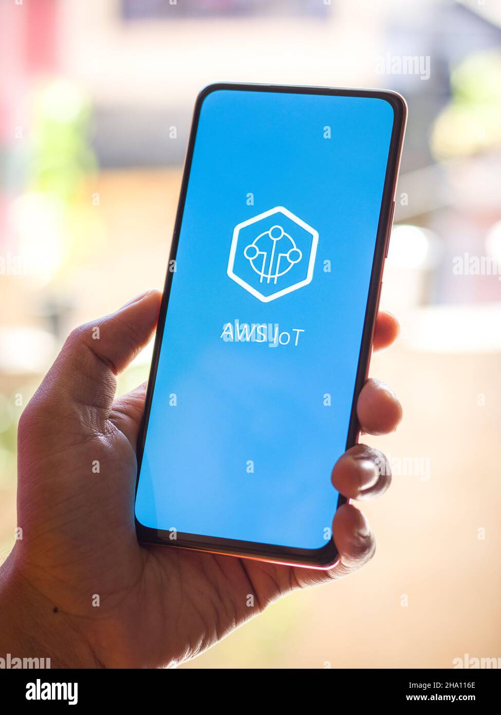 West Bangal, India - December 05, 2021 : Aws iot logo on phone screen ...