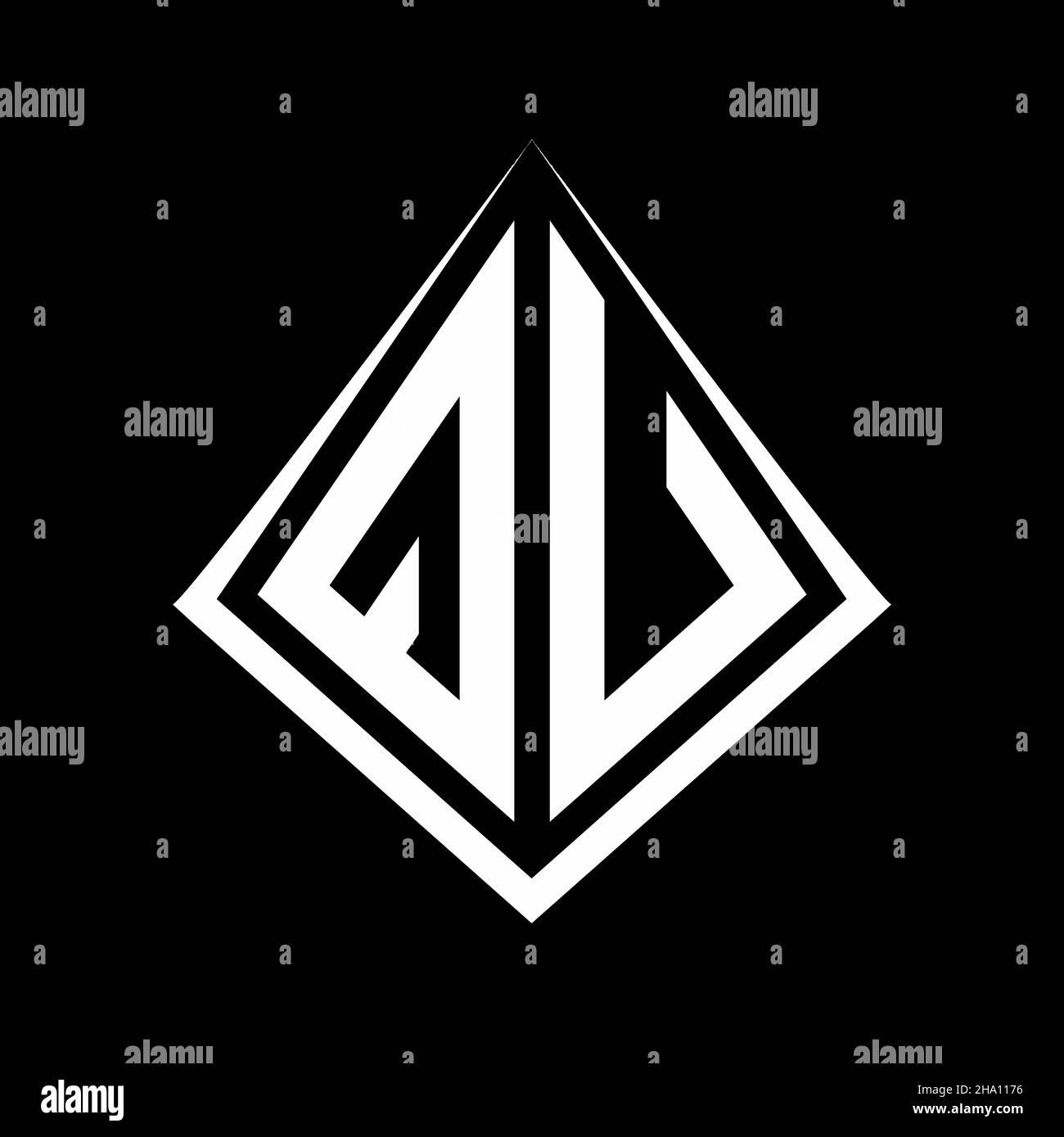 QU logo letters monogram with prisma shape design template vector icon ...