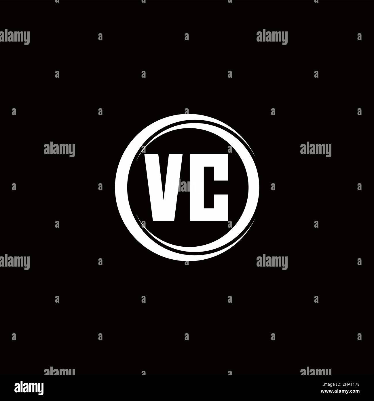 VC logo initial letter monogram with circle slice rounded design ...