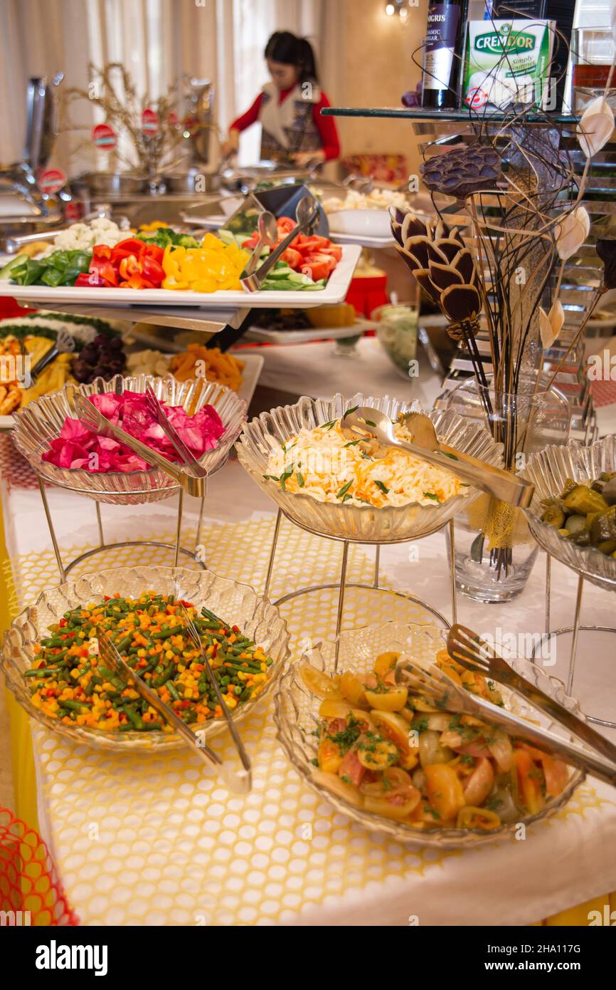a large selection of salads in the buffet restaurant Stock Photo - Alamy