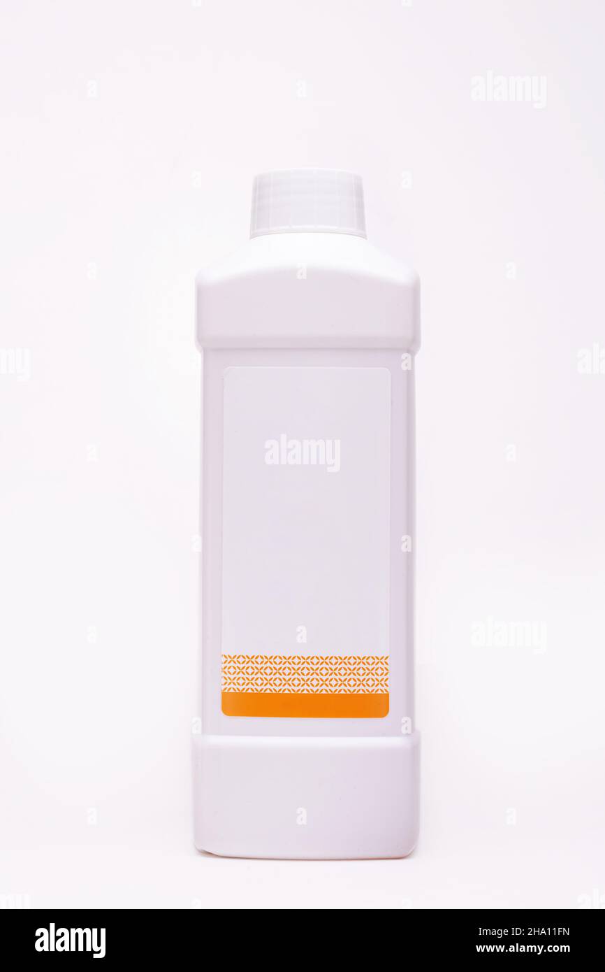 white chemistry bottle with label for your design Stock Photo - Alamy