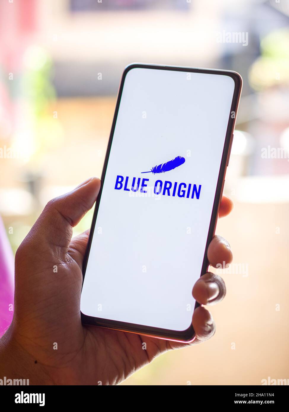 West Bangal, India - December 05, 2021 : Blue Origin logo on phone ...