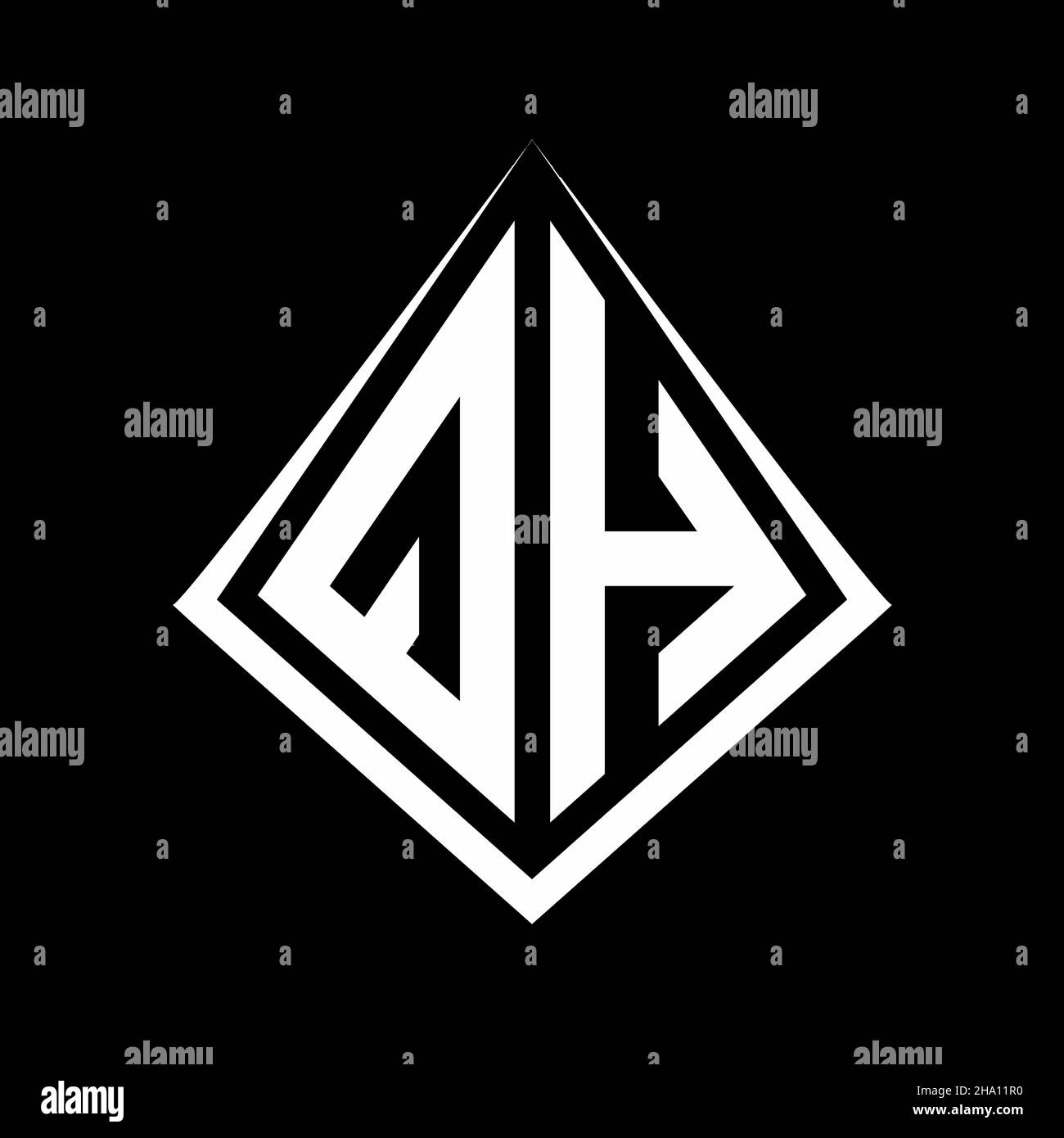 QH logo letters monogram with prisma shape design template vector icon ...