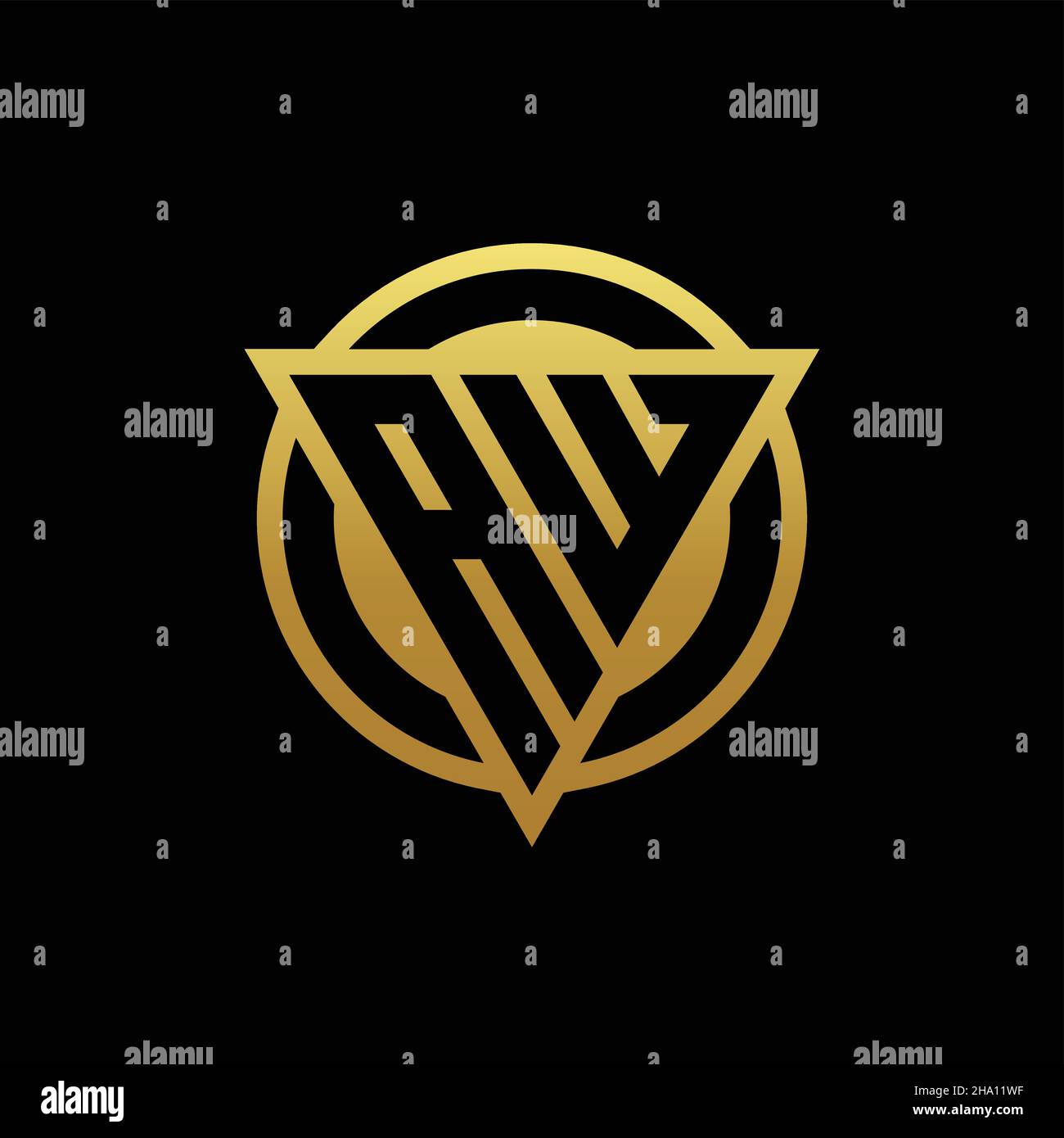 AW logo monogram with triangle shape and circle rounded style isolated ...