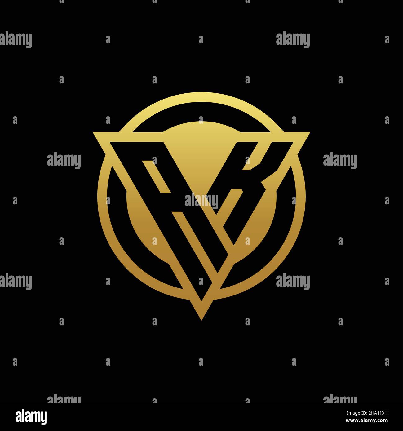 AK logo monogram with triangle shape and circle rounded style isolated ...