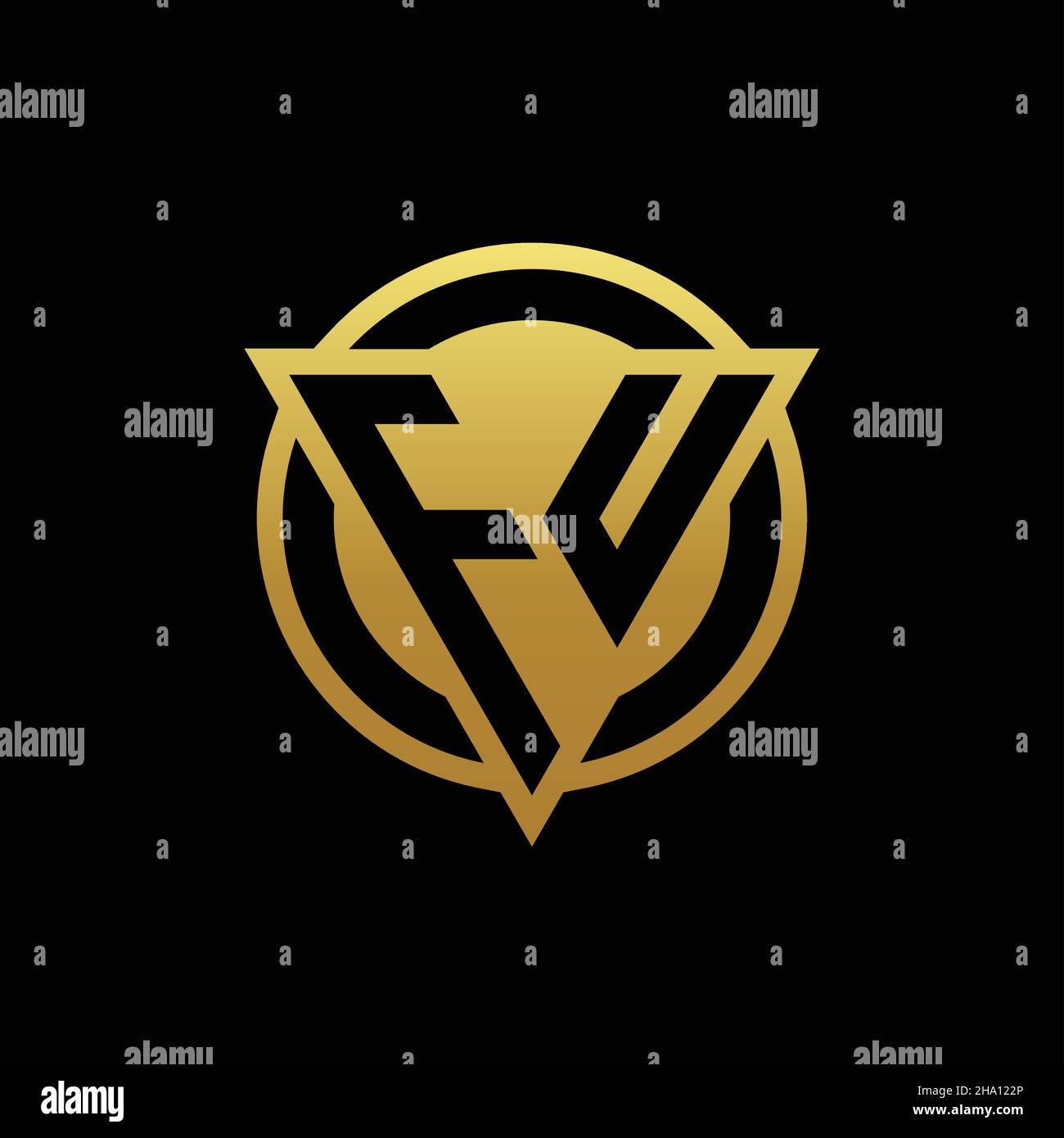 FU logo monogram with triangle shape and circle rounded style isolated ...