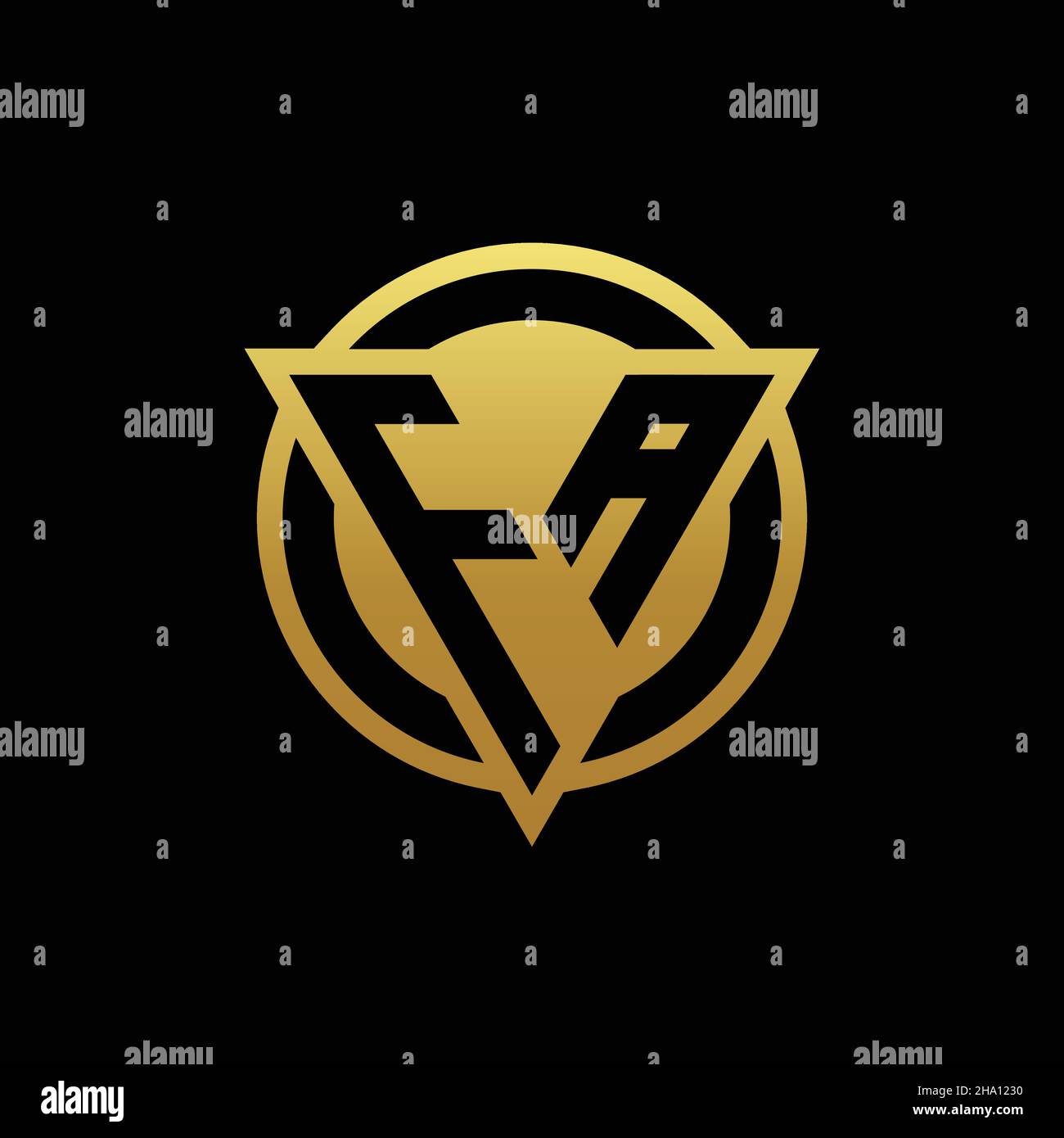 FA logo monogram with triangle shape and circle rounded style isolated ...