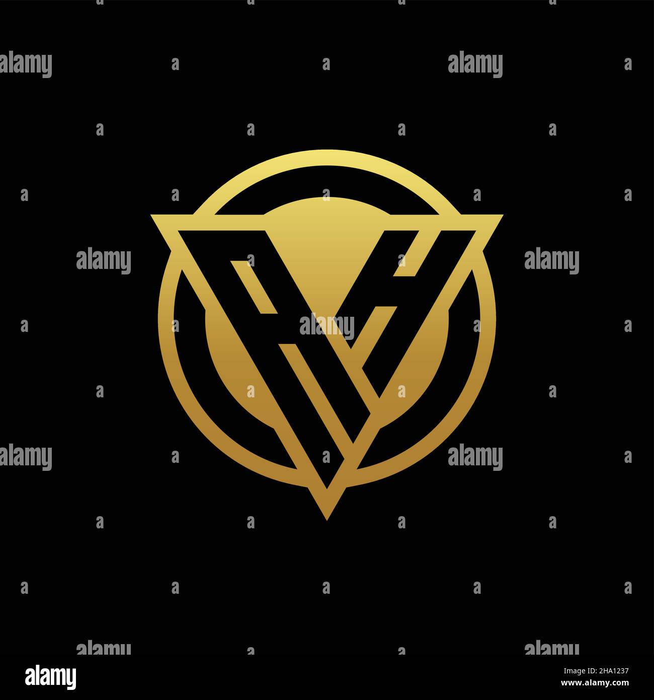 AH logo monogram with triangle shape and circle rounded style isolated ...