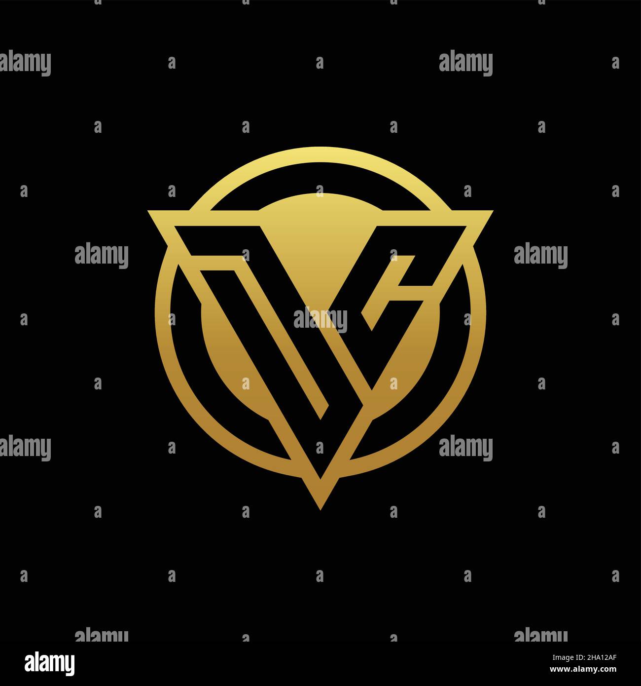 DC logo monogram with triangle shape and circle rounded style isolated ...