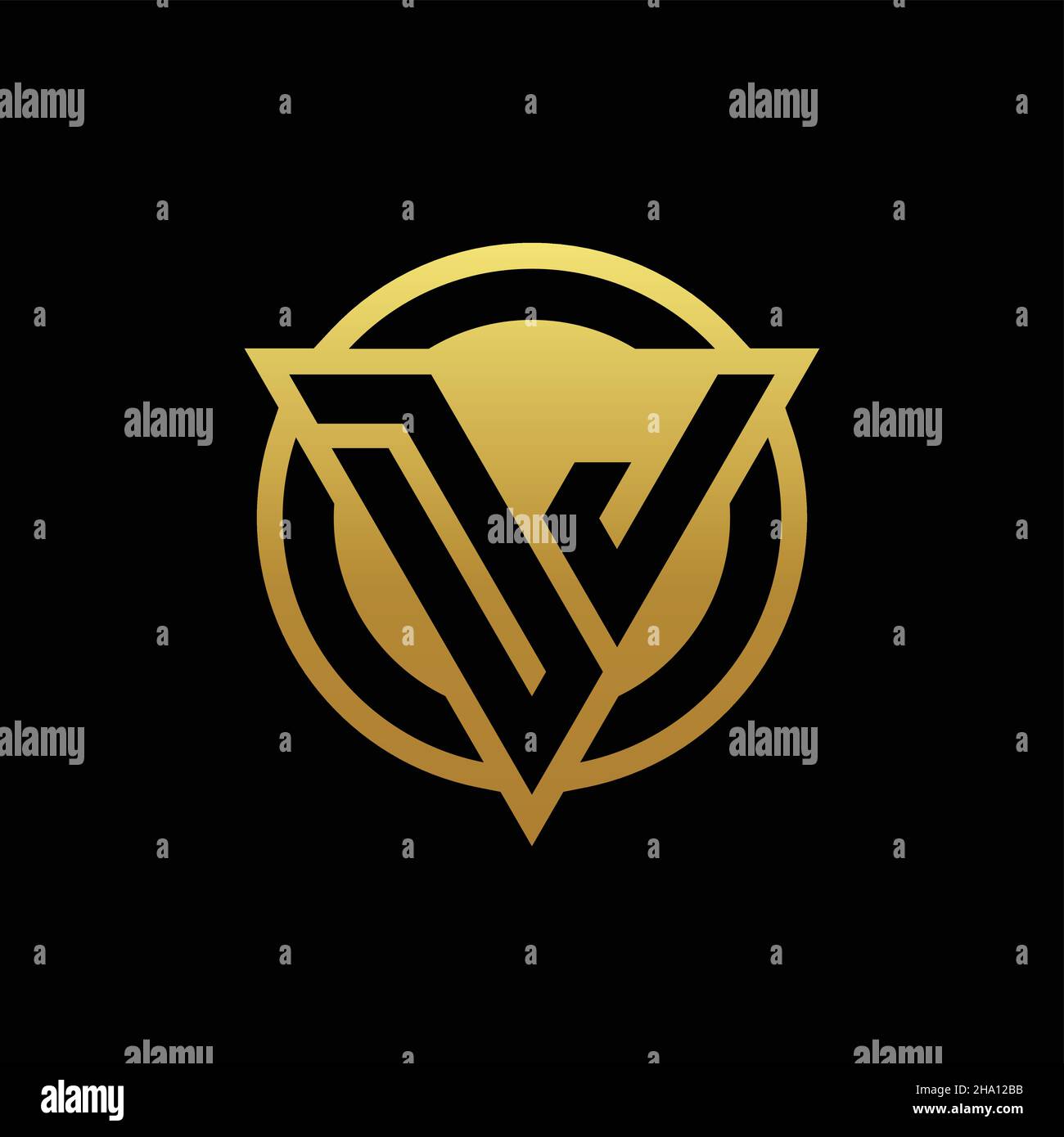 DJ logo monogram with triangle shape and circle rounded style isolated ...