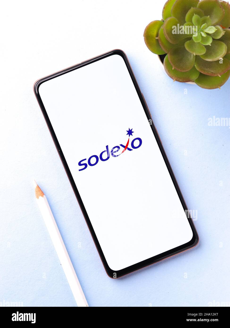 West Bangal, India - December 05, 2021 : Sodexo logo on phone screen ...