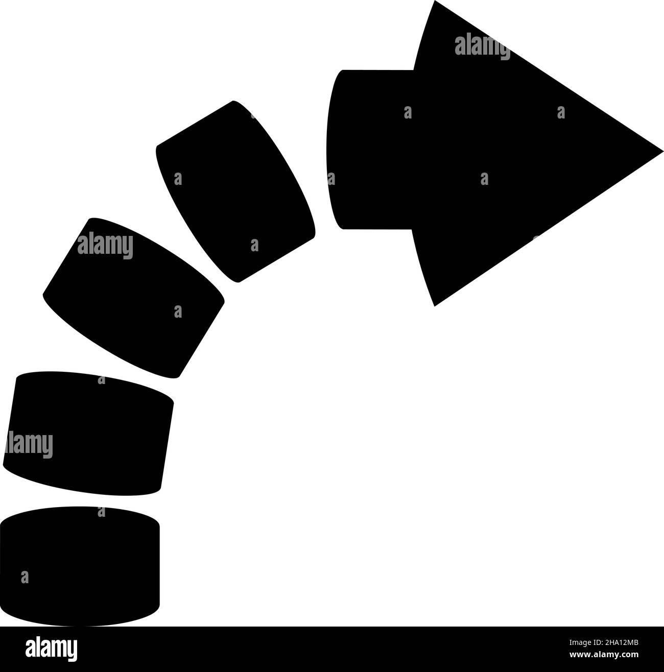 Vector illustration of a black curved arrow pointing to the right Stock ...