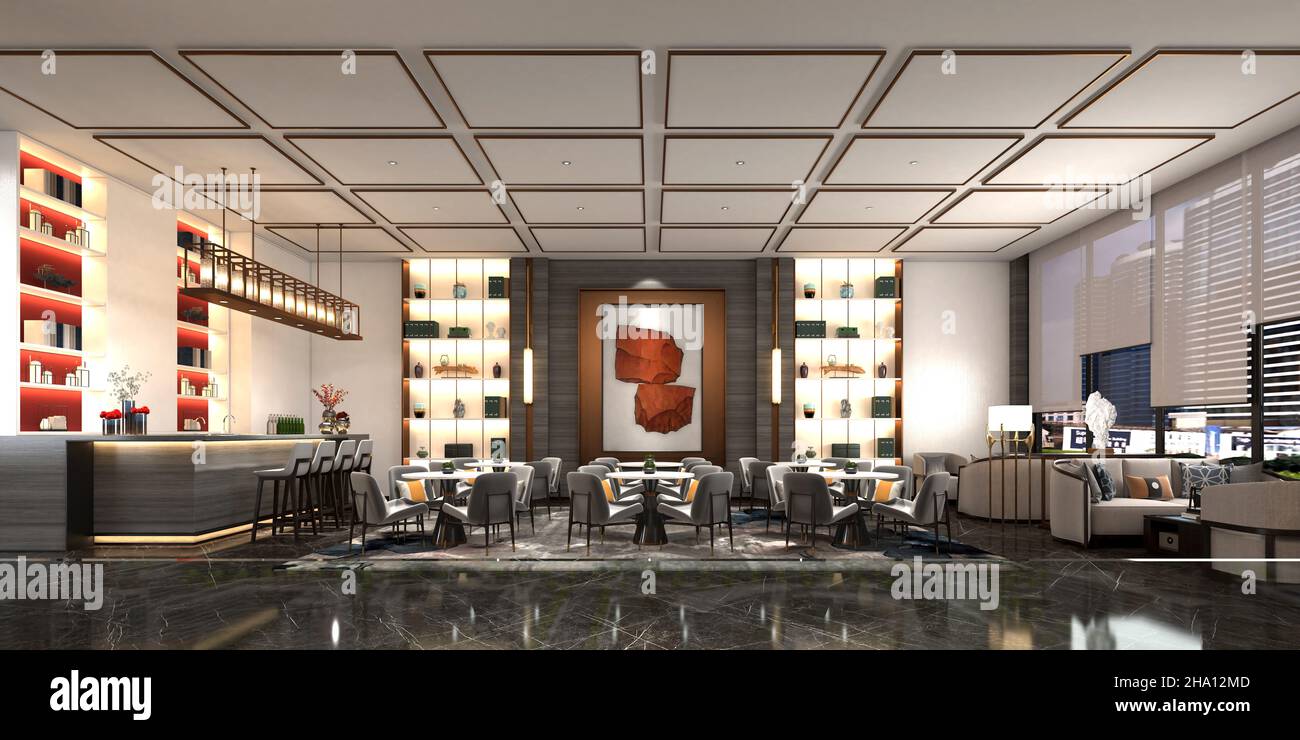 3d render of hotel reception and lobby Stock Photo - Alamy