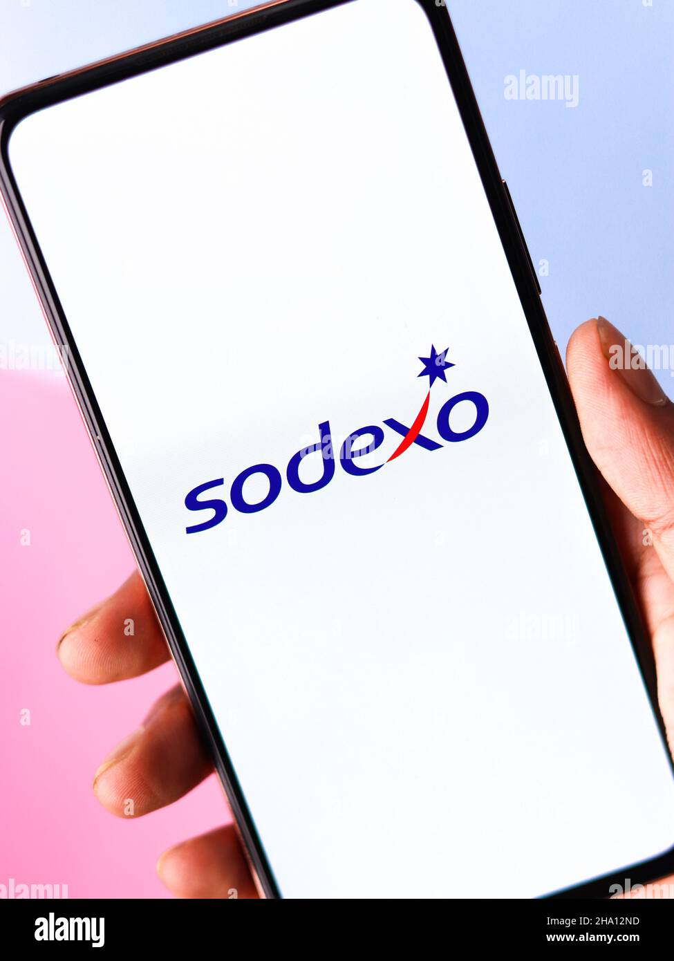 West Bangal, India - December 05, 2021 : Sodexo logo on phone screen ...