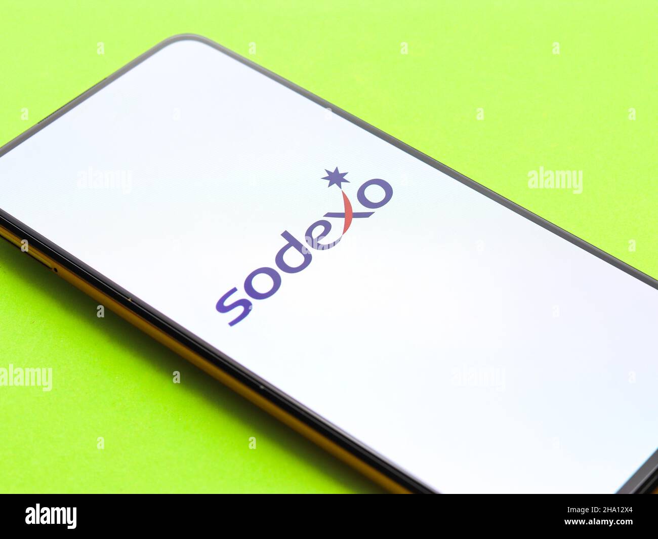 West Bangal, India - December 05, 2021 : Sodexo logo on phone screen ...