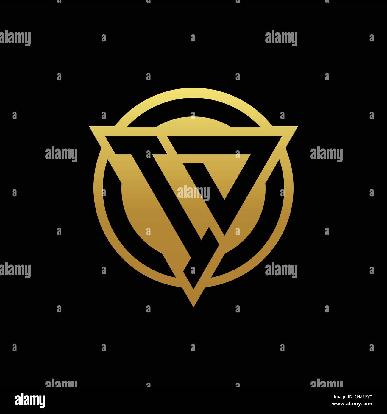 ID logo monogram with triangle shape and circle rounded style isolated ...