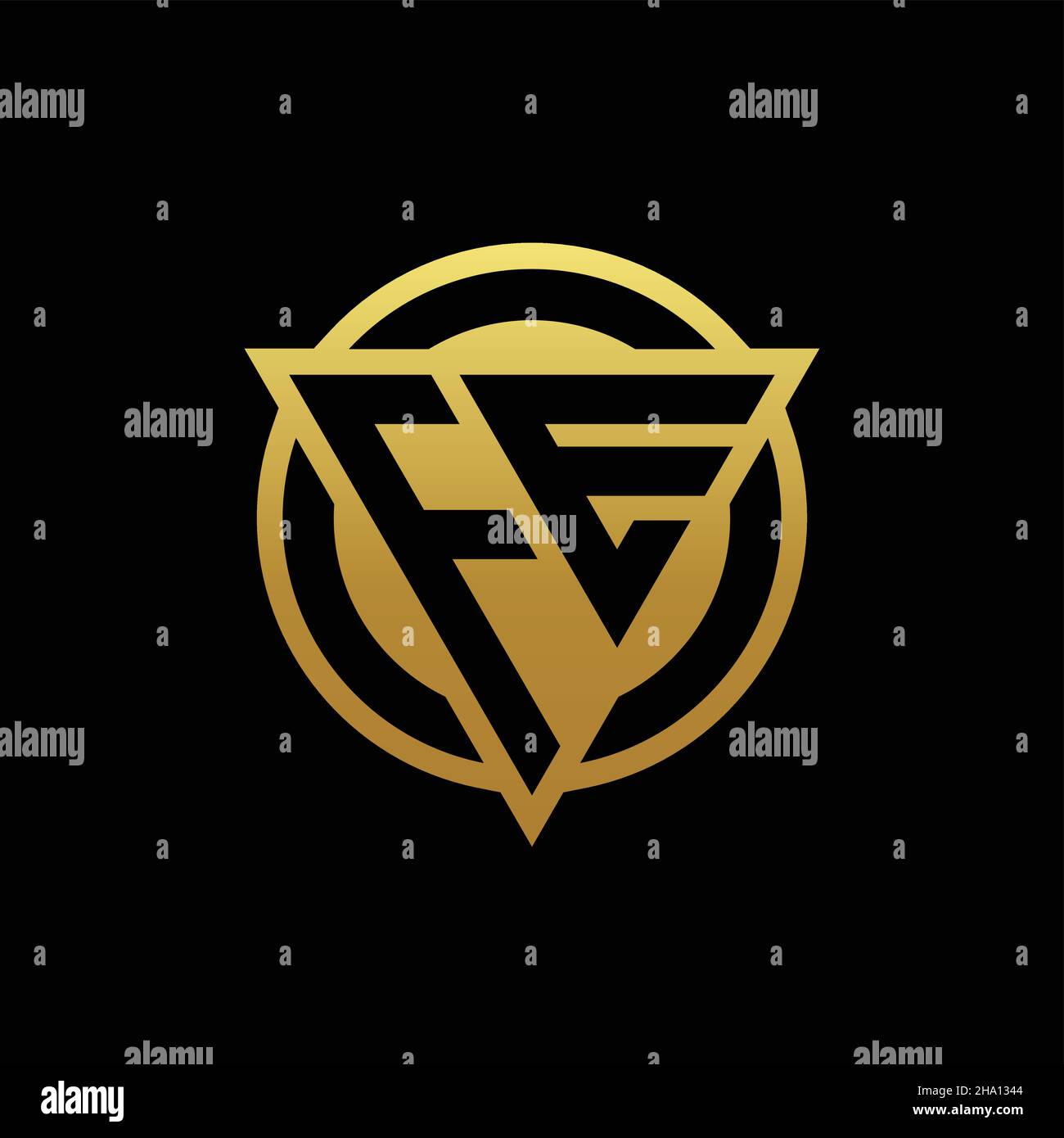 FE logo monogram with triangle shape and circle rounded style isolated ...