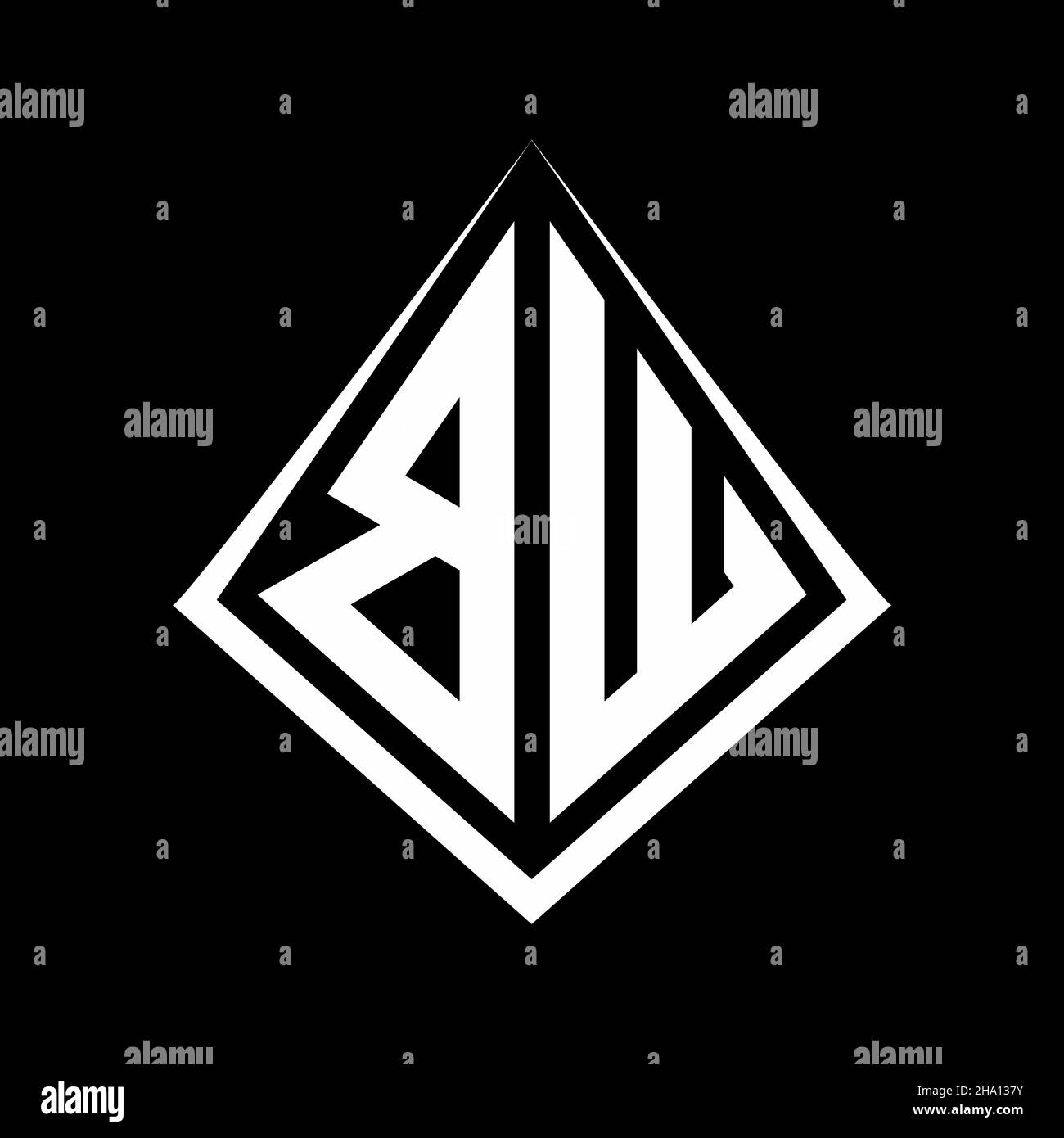 BW logo letters monogram with prisma shape design template vector icon ...