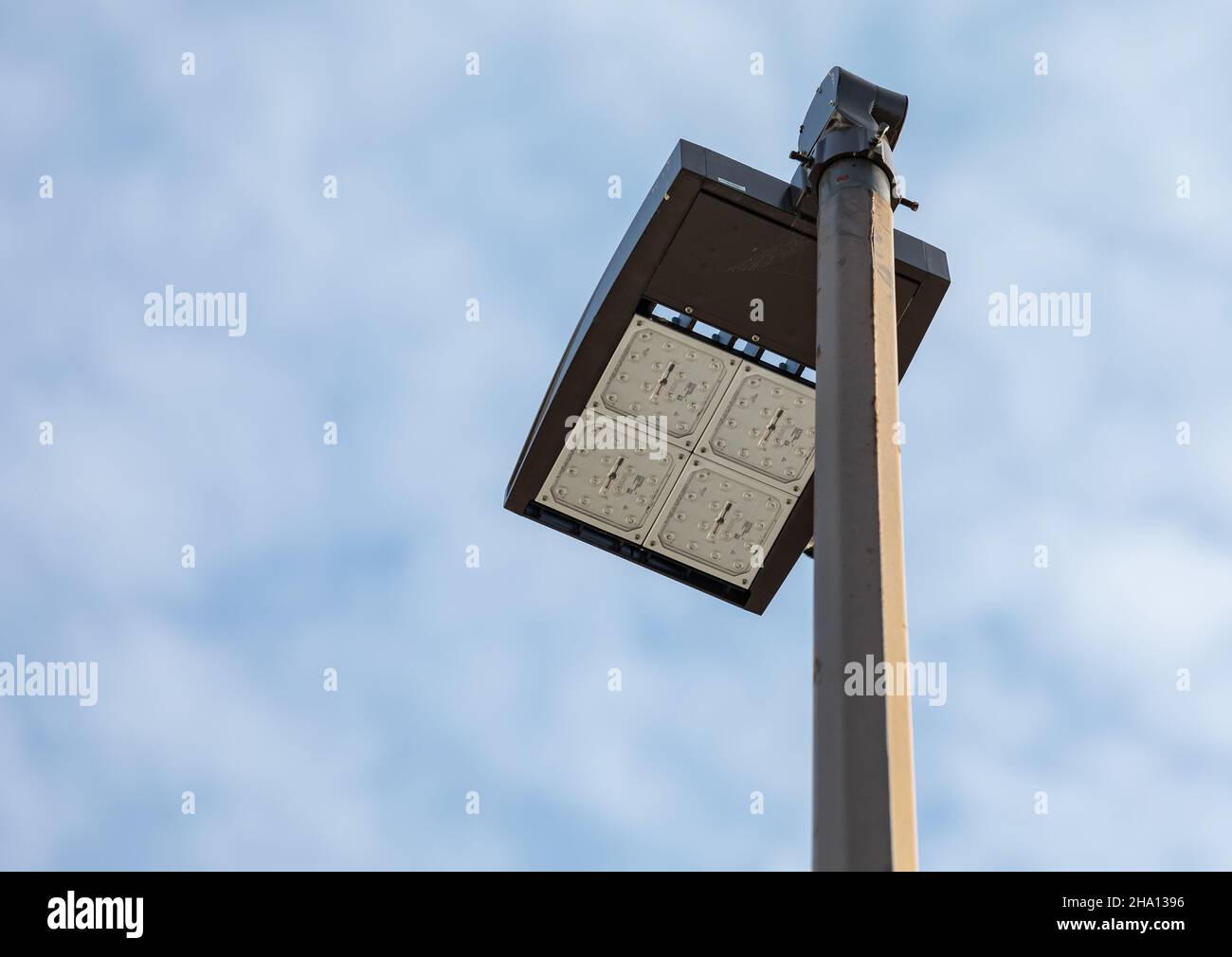 LED street lamp post on blue sky background. Solar street light Stock ...