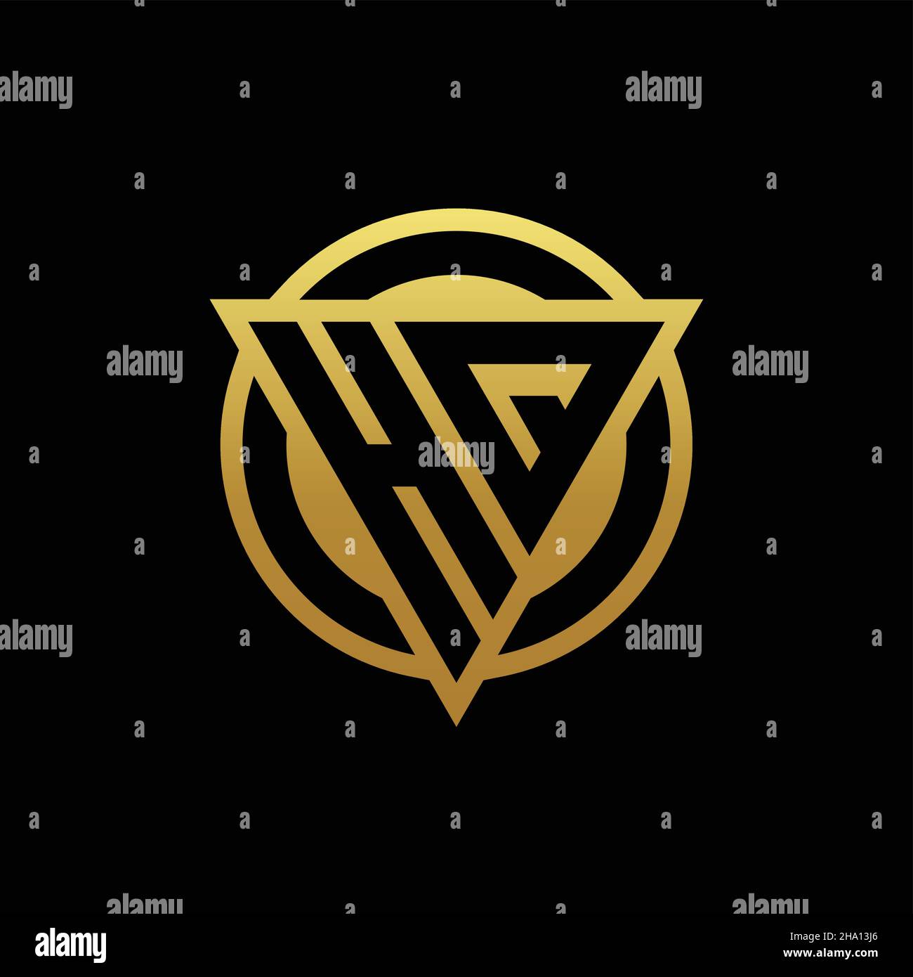 HQ logo monogram with triangle shape and circle rounded style isolated ...